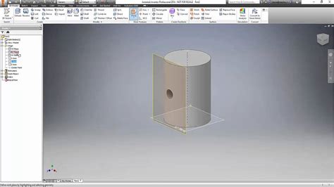 autodesk inventor place hole on cylindrical face youtube