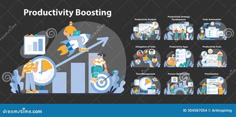 Productivity Boosting Concept Flat Vector Illustration Cartoondealer