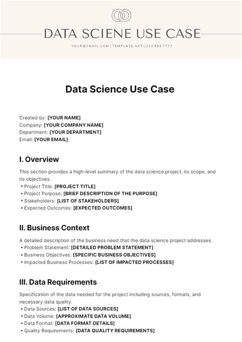 Free Data Science Use Case Template To Edit Online