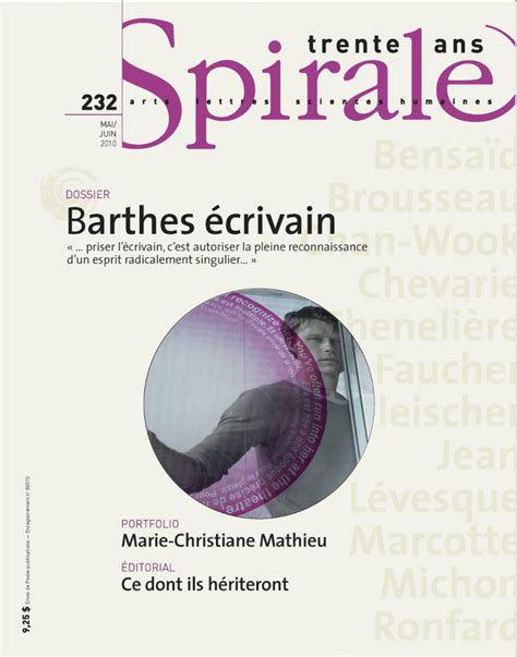 Barthes écrivain Magazine Spirale