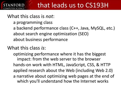 Ppt Cs193h High Performance Web Sites Lecture 1 Introduction Powerpoint Presentation Id