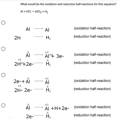 Solved What Would Be The Oxidation And Reduction Half Reactions For This Equation Alhclto