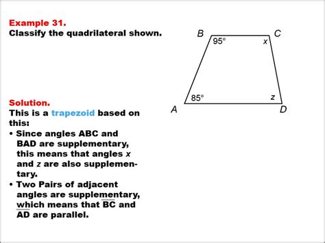 Math Example Polygons Quadrilateral Classification Example 31