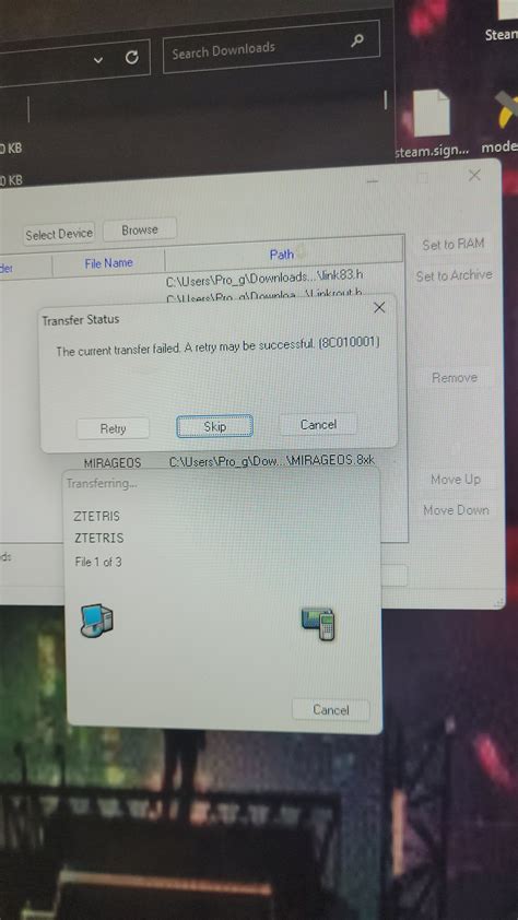 This Error Message Wont Stop Popping Up Regardless What File Im Trying To Transfer To My Ti 84