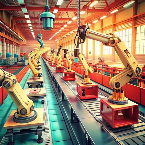 Innovative Manufacturing Robot Assembly Line Premium Ai Generated Image