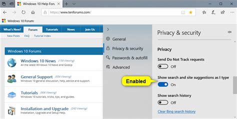 Enable Or Disable Microsoft Edge Address Bar Drop Down Suggestions Tutorials