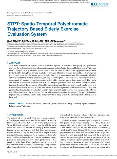 Pdf Stpt Spatio Temporal Polychromatic Trajectory Based Elderly Exercise Evaluation System