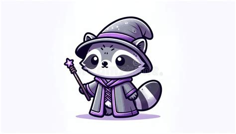 Cute Raccoon Wizard In Pixel Art Style Stock Illustration