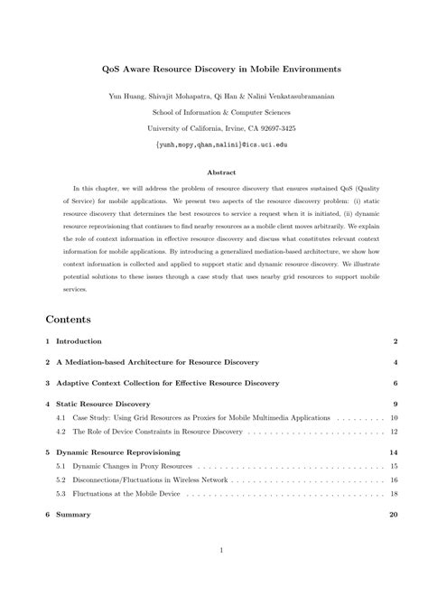 Pdf Qos Aware Resource Discovery In Mobile Environments