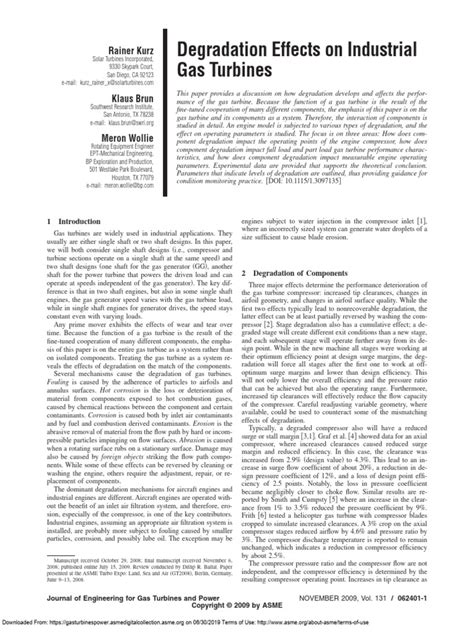 Degradation Effects On Industrial Gas Turbines Rainer Kruz Pdf Gas Turbine Engines