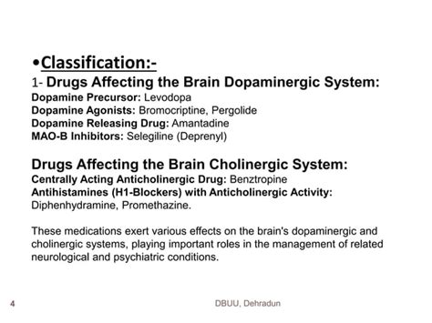 Anti Parkinsons Disease And Its Classification Pptx Brain And Nervous System Disorders