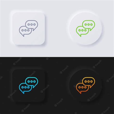 Premium Vector Speech Bubble Icon Set Multicolor Neumorphism Button