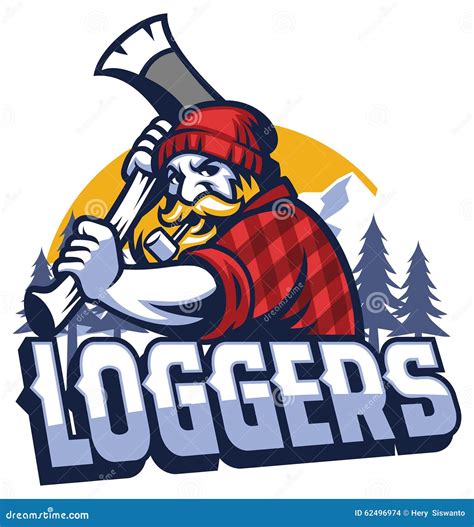 Lumberjack Mascot Holding The Axe Vector Illustration 62496980