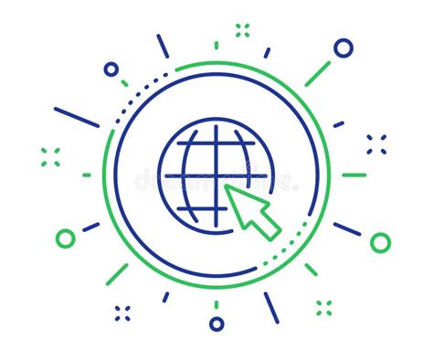 Globe With Mouse Cursor Line Icon World Sign Vector Stock Vector