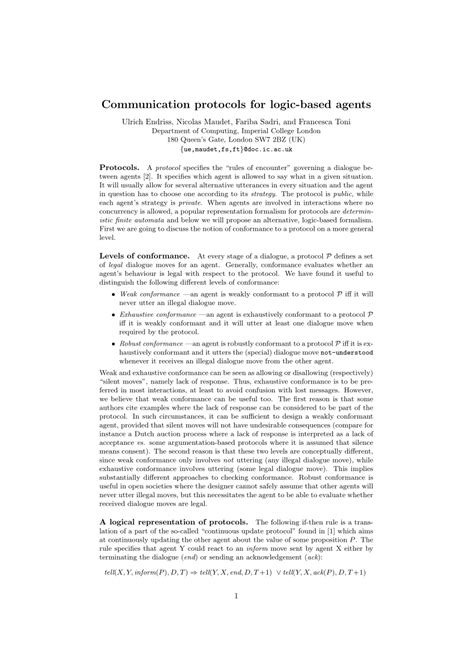 Pdf Communication Protocols For Logic Based Agents
