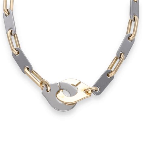 Collier Dinh Van Menottes R12 En Or Jaune 18 K Et Acier 41 Cm