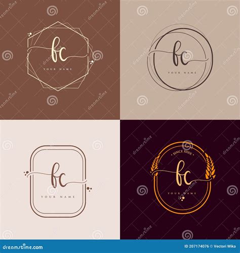 Fc Initial Handwriting Logo Vector Sets Hand Lettering Initials Logo