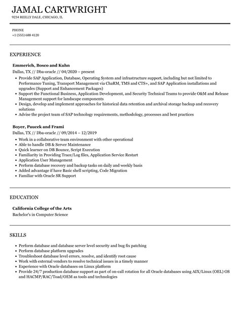 Dba Oracle Resume Samples Velvet Jobs