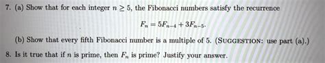 solved a show that for each integer n 5 the fibonacci numbers