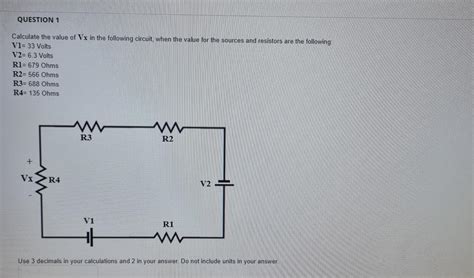 Solved QUESTION 1 Calculate the value of Vx in the following | Chegg.com