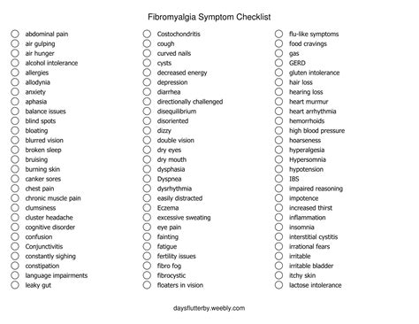 Printable Ms Symptom Checklist Printable Calendars At A Glance