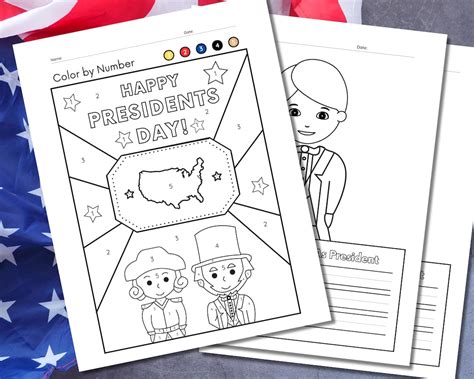 Presidents Day Color By Number And Worksheets Easy Classroom Activity