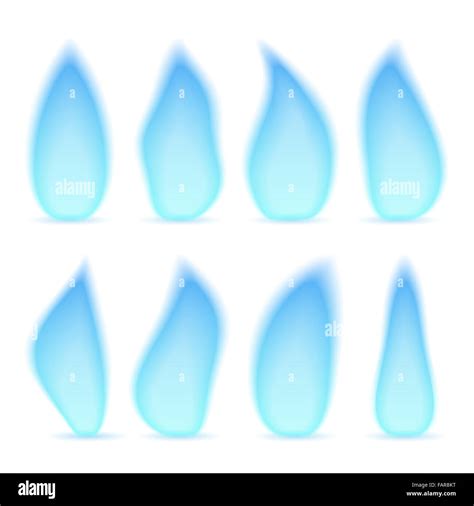 Blue Gas Flame Different Shapes Isolated On White Background Stock Photo Alamy