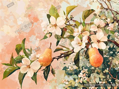 Ai创作图枝头苹果梨 山茶果插画 苹果花插画 手绘秋月梨插画 秋梨包装插画 南果梨插画 丰水梨插画 砂糖橘插画设计 秋月梨包装插画 手绘苹果花桃花杏花 鸭梨树插画 秋月梨插画包装 砂糖橘插画