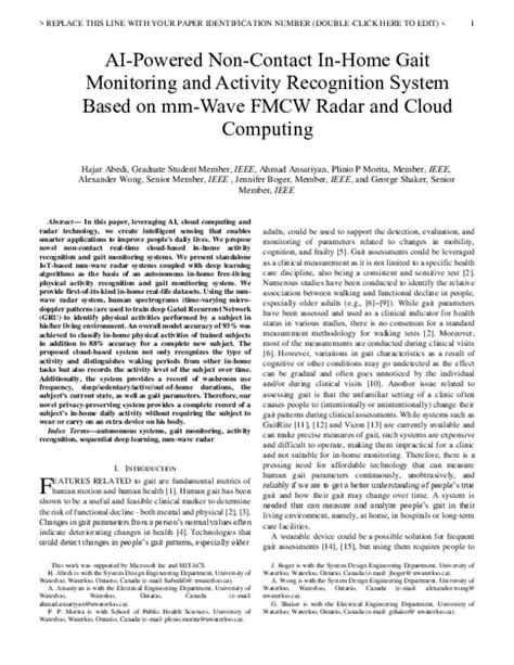 Pdf Ai Powered Non Contact In Home Gait Monitoring And Activity Recognition System Based On Mm