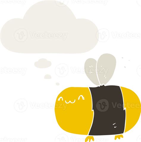 Cute Cartoon Bee And Thought Bubble In Retro Style 44923352 Png