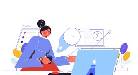 Dibujo De Dibujos Animados De Elementos De Oficina Pintura Dama Informática Elementos Eps Ai