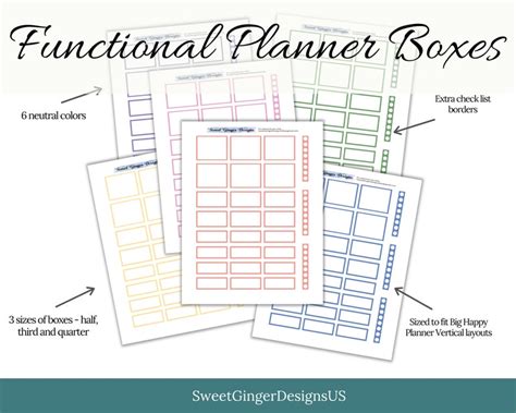 Printable Download Of Functional Planner Boxes Colorful Spa Palette Sized For Big Happy