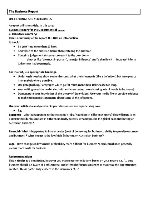 Scaffold Of Report How To Write Example The Business Report Use Headings And Subheadings A