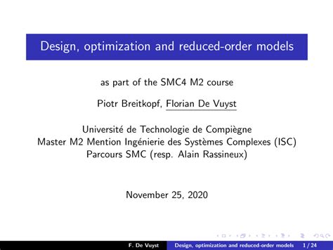 Pdf Design Optimization And Reduced Order Models As Part Of Utc