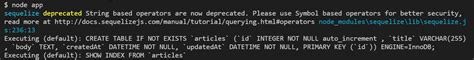 Nodejs Fixing The Deprecated Issue With Sequelize And Nodejs Stack