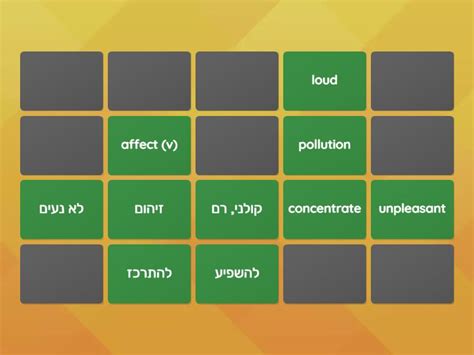 How Loud Noise Affects Us Vocabulary Matching Pairs