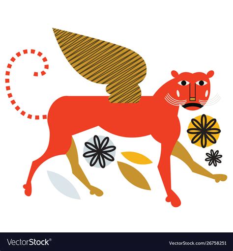 Methological Griffin Flat Color Royalty Free Vector Image
