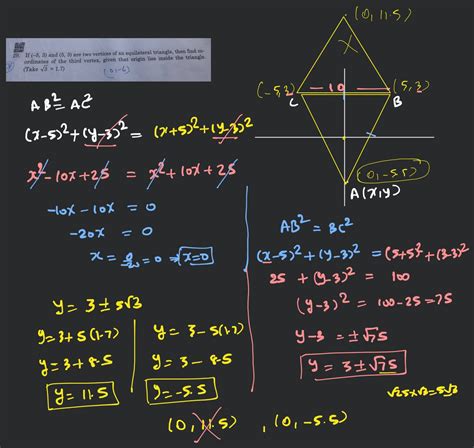 9 If −5 3 And 5 3 Are Two Vertices Of An Equilateral Triangle Then