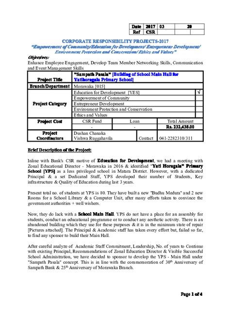 Pdf Csr Proposal Yatihoragala Primary Main Hall [pdf]