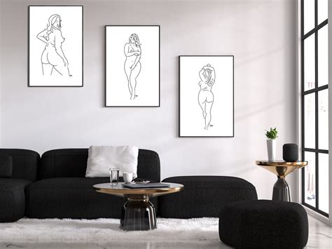 Nackte Kurvige Frauen Zeichnung Satz Von Nackte Frauen Etsy