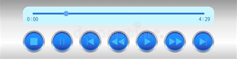 Media Player Playback Panel Template Isolated On White Background Video Or Audio Player
