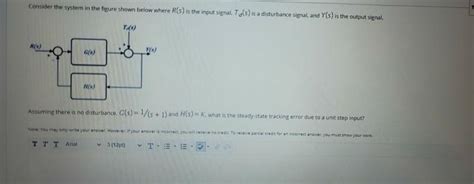 Solved Consider The System In The Figure Shown Below Where Chegg