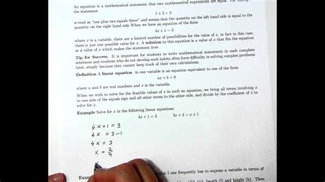 Precalculus Lecture 5 Part 1 Equations Youtube