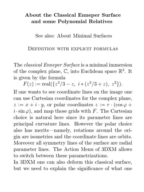 Enneper Surface Pdf Coordinate System Differential Geometry