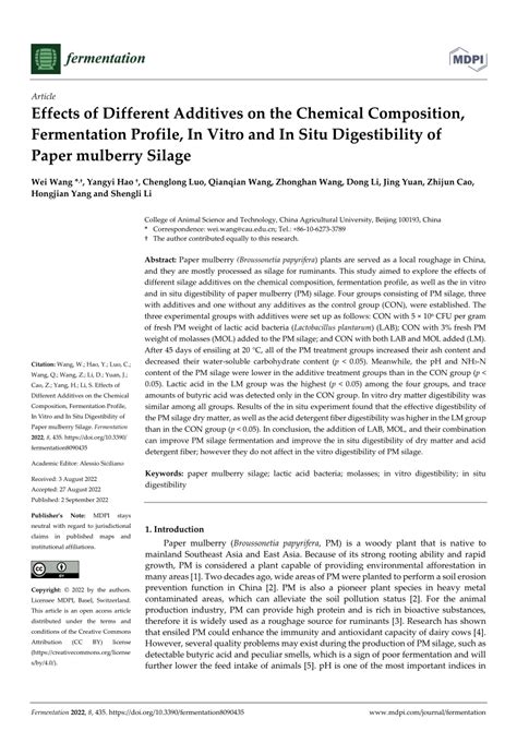 Pdf Effects Of Different Additives On The Chemical Composition