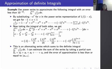 Calculus Ii Lecture 28 V9 Using Power Series For Approximation Example 2 Youtube