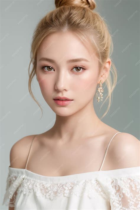 Premium Photo Portrait Of Beautiful Women With Blonde Top Knot Off