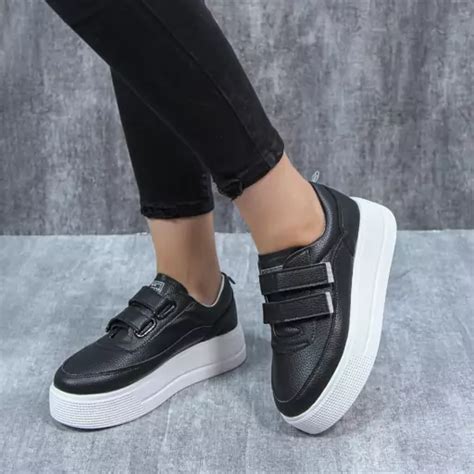 خرید و قیمت کفش اسپرت زنانه مدل تامی چسبی راحتی رنگ مشکی طرح چرم کد