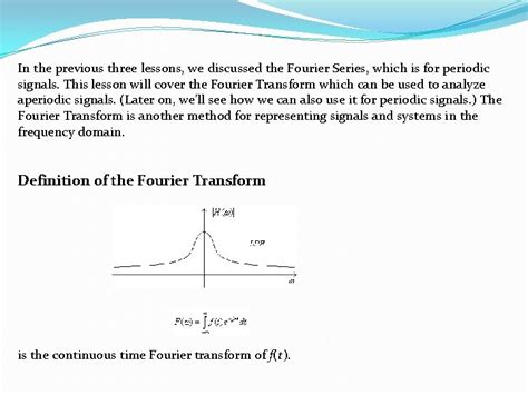Lesson Week Definition Of The Fourier Transform