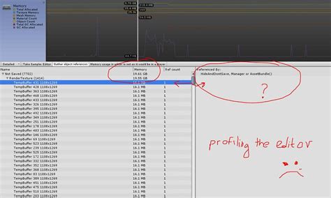 Profiler Memory Snapshot Determine Who References The Rendertexture Unity Engine Unity